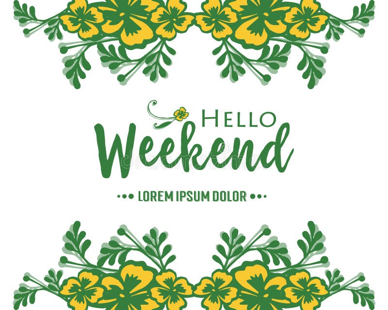 Graphic Yellow Wreath Frame for Template Hello Weekend. Vector Stock ...