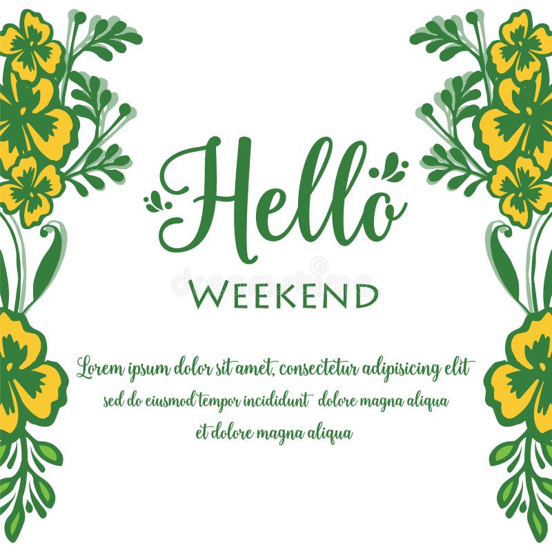 Graphic Yellow Wreath Frame for Template Hello Weekend. Vector Stock ...