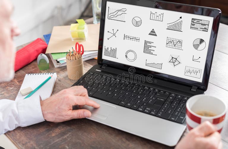 Graphical Analysis Concept on a Laptop Screen Stock Photo - Image of ...