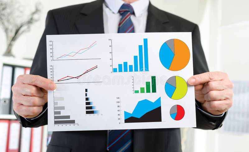 Graphical Analysis Concept Shown by a Businessman Stock Illustration ...