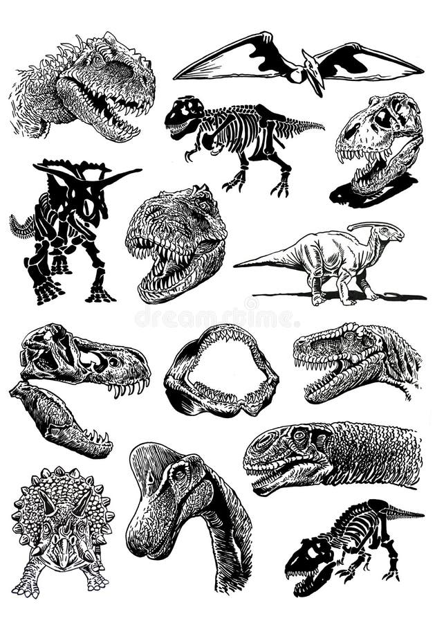 Graphical Big Set of Dinosaurs Isolated on White Background, Vector ... Graphical Big Set of Dinosaurs Isolated on White Background, Vector ...