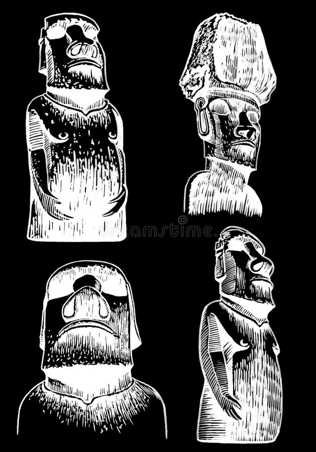 Moai Black White Stock Illustrations – 117 Moai Black White Stock ...