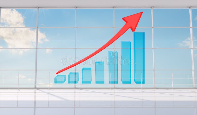 Graphical Chart with Arrow Rising Up Stock Illustration - Illustration ...