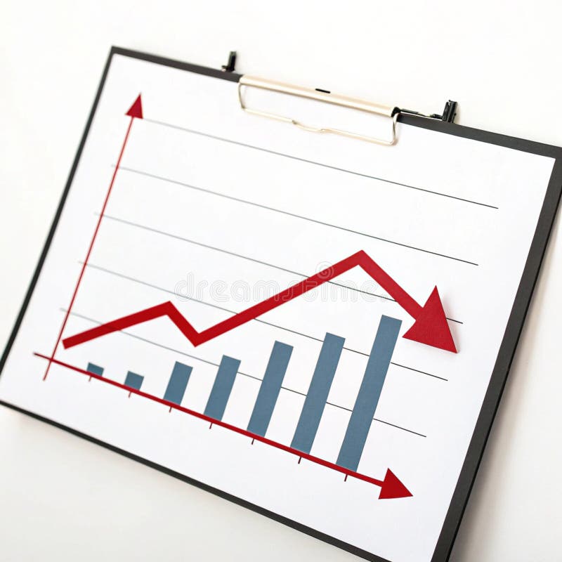 Decreasing Chart with Arrow Isolated on White Background Stock ...