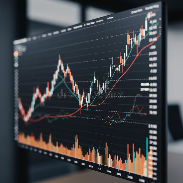 Graphical Chart on a Digital Screen Displaying Fluctuating Data Trends ...