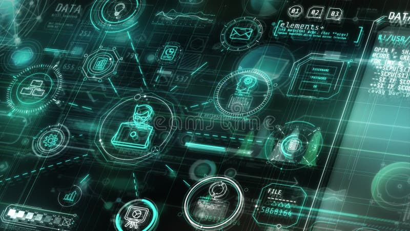 Immersive Data Graphics in 3D, Infographic with Code Fragments Stock ...