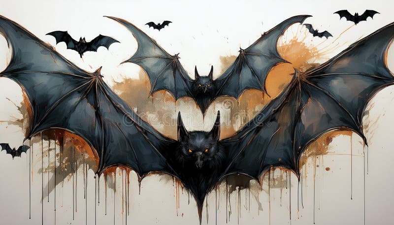 Illustration of a bat stock illustration. Illustration of splatters ...