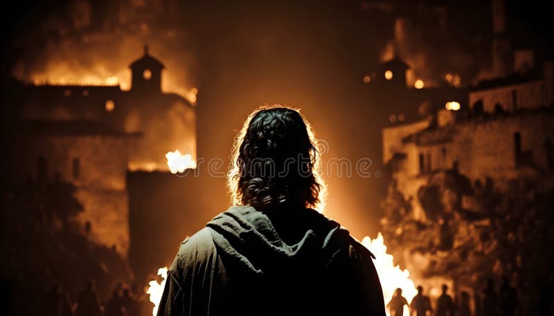 Graphical Depiction of Nero Watching Rome Burn at Night Stock ... Graphical Depiction of Nero Watching Rome Burn at Night Stock ...