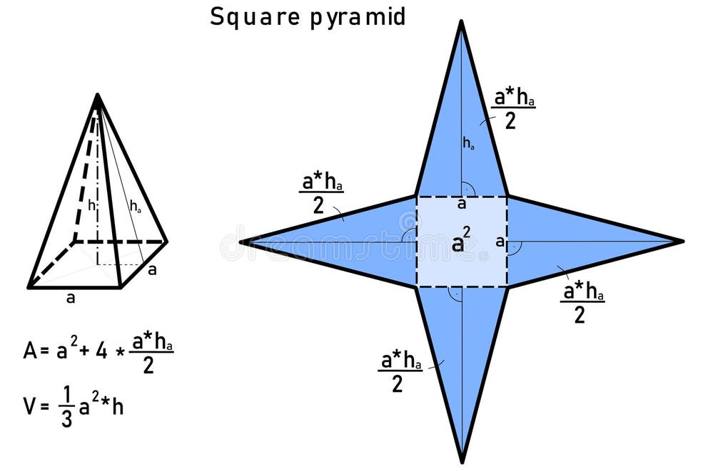 Graphical Derivation of the Area and Volume of a Square Pyramid Stock ...