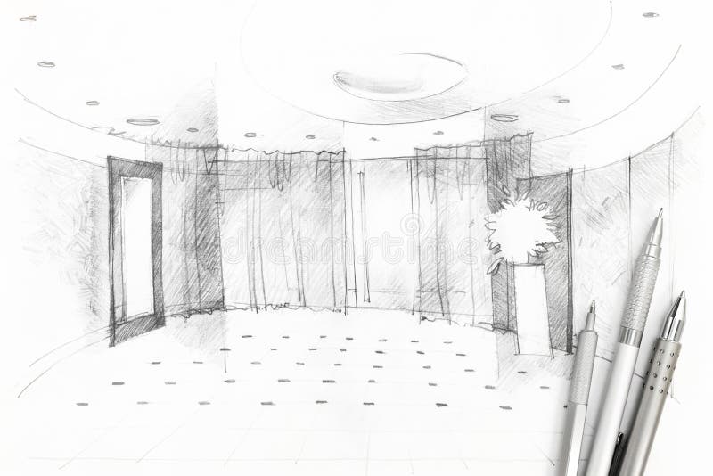 Interior Sketch Hall Drawing Tools Stock Photos - Free & Royalty-Free ...