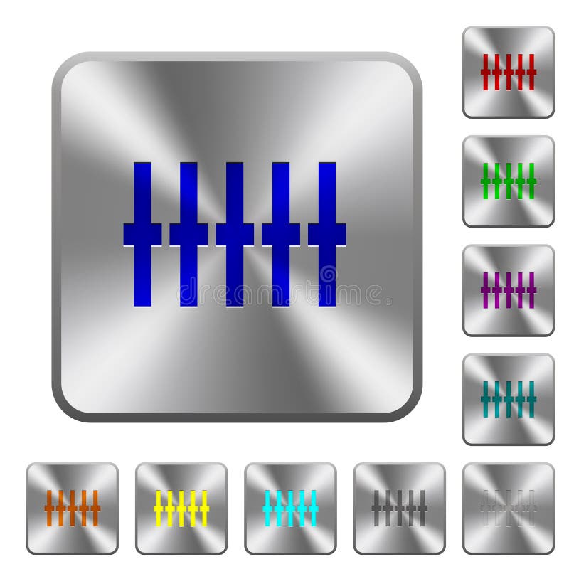 Graphical Equalizer Rounded Square Steel Buttons Stock Vector ...