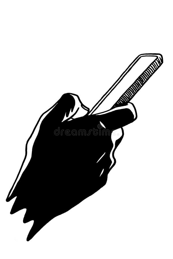 Graphical Hand Holding Smartphone , Vector Illustration. Ink Pen ...