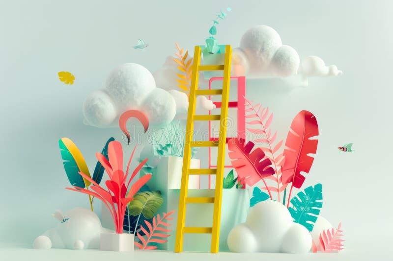 Graphical Ladder and Clouds. Career Development Concept Stock Photo ...
