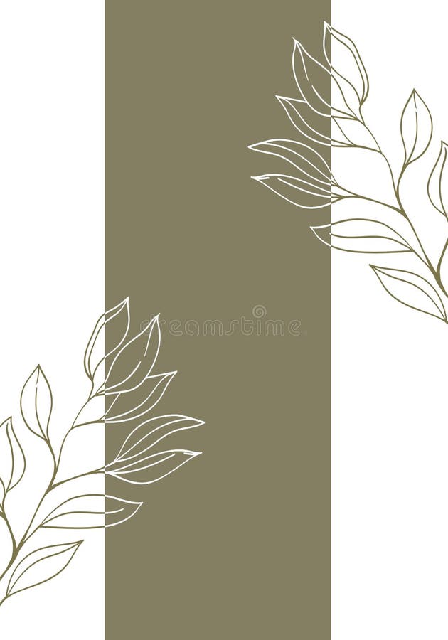 Graphical Leaves Illustration. Floral Line Art Pattern Background Stock ...