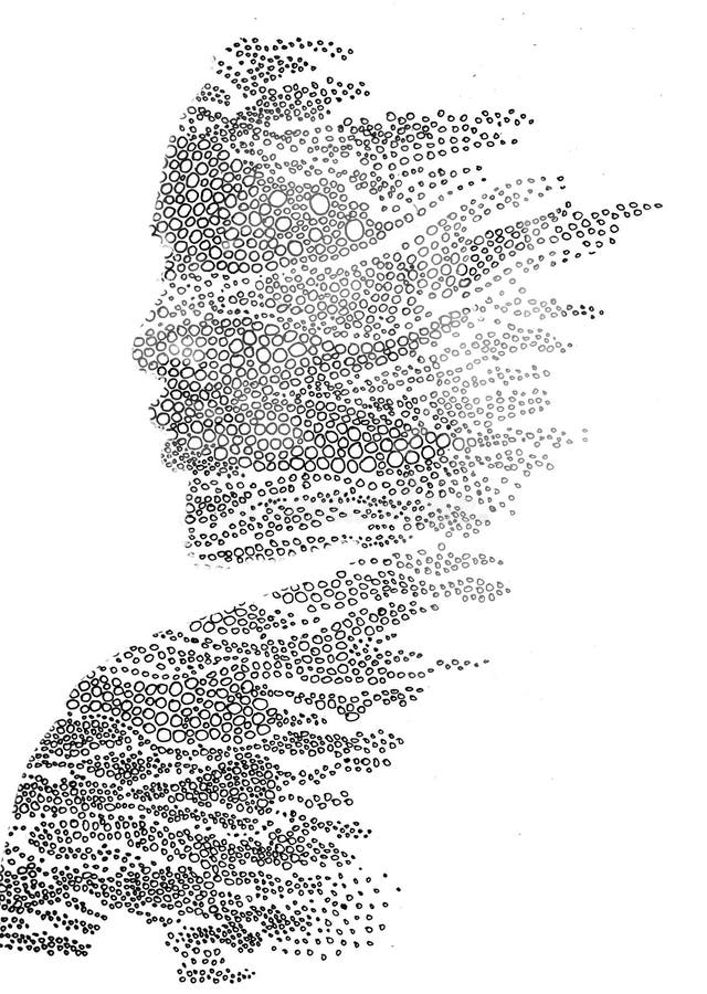 A Graphical Paintography Profile Portrait Silhouette Stock Photo ...