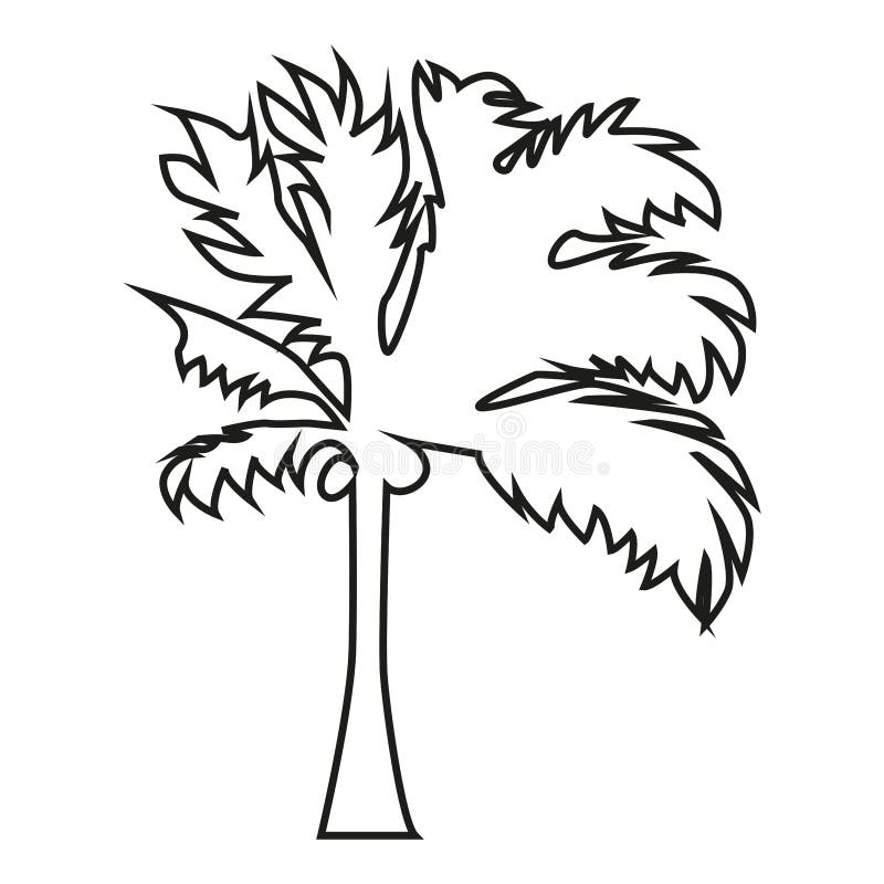 Graphical Palm Tree Set, Linear Style, Isolated Objects Stock Vector ...