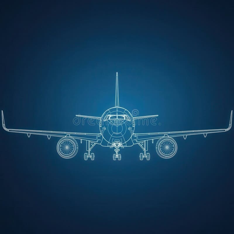 Graphical Rendering of the Full Frontal View of a Passenger Airplane ...