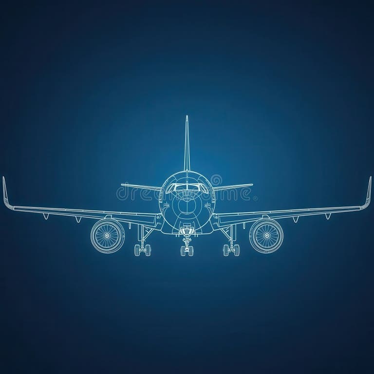 Graphical Rendering of the Full Frontal View of a Passenger Airplane ...