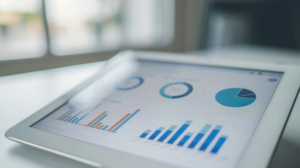 Graphical Representation of Consumer Survey Results on Tablet Screen ...