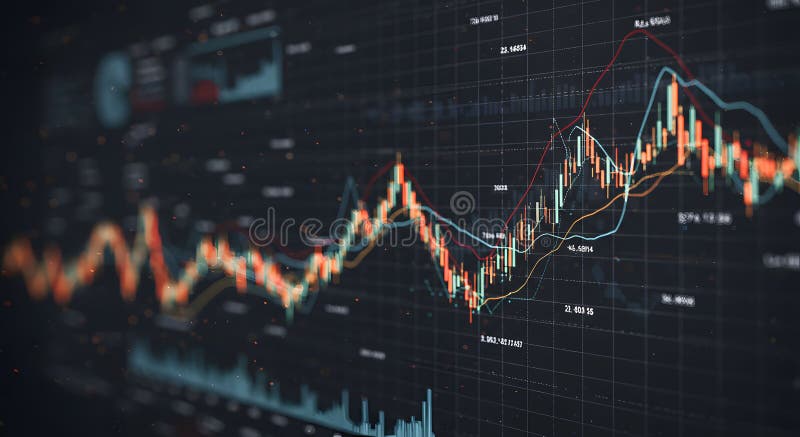Graphical Representation of Financial Data Stock Image - Image of night ...