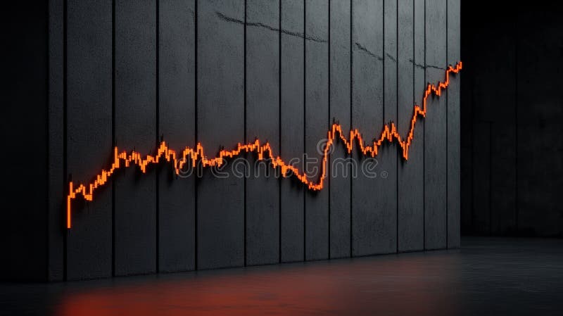 Graphical Representation of Upward Trend on a Dark Wall in Modern ...
