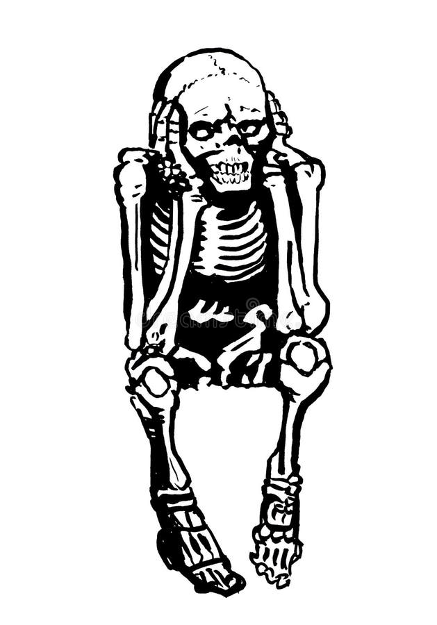 Graphical Skeleton Sitting Isolated on White Background,vector Element ...