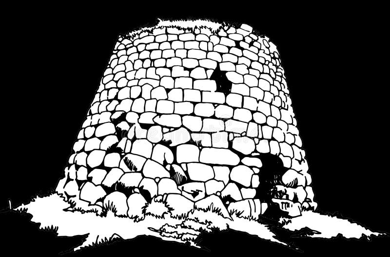 Graphical Sketch of Megalith Isolated on Black Background,vector ...