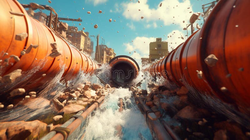 Graphical Style Apocalyptic Destruction Stock Illustration ...