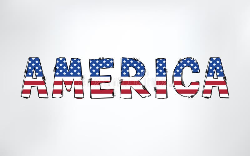 A Graphical Stylized Word America with an American Flag Pattern. Stock ...