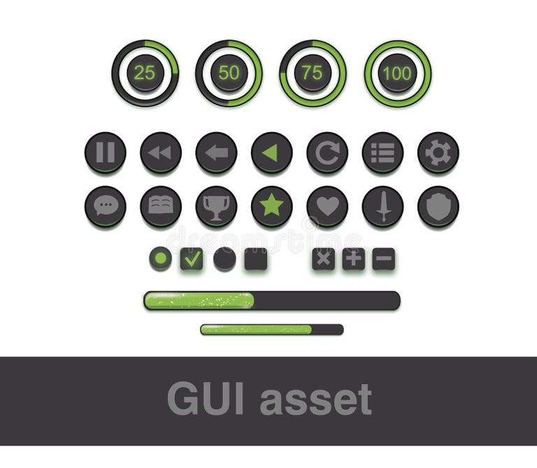 Graphical User Interface for RPG, Arcade Game. UI Kit Vector. Gameplay ...