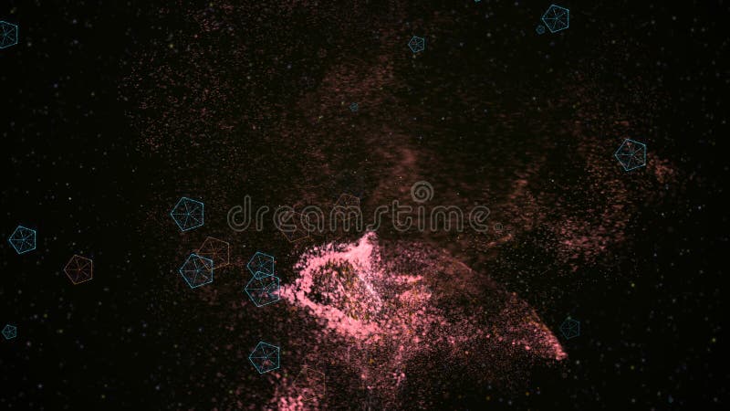 Abstract 3D Visualization of a Geometric Low-poly Shapes Floating Over ...