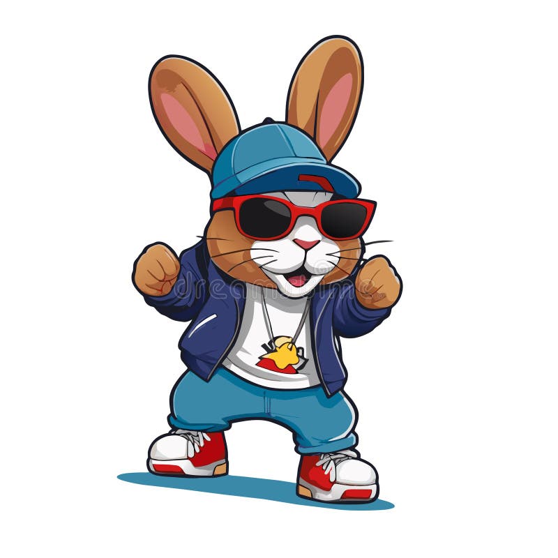 Graphics of Arrogant Bunny in Hip Hop Outfit Stock Image - Illustration ...