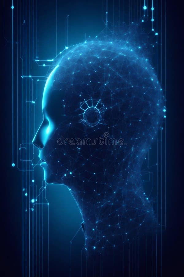 Artificial Intelligence Hand Graphics on the Background of a Futuristic ...