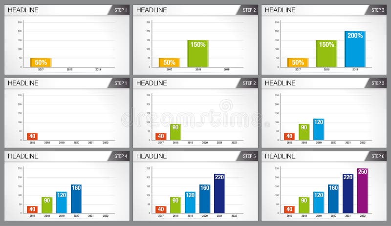 Graphics of 3 and 6 Bars of Different Colors. Stock Vector ...