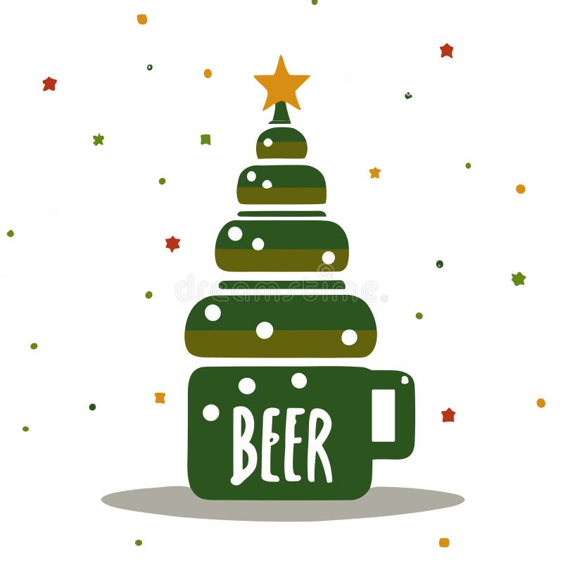 Graphics of a Beer Bottle in the Shape of a Christmas Tree Stock ...