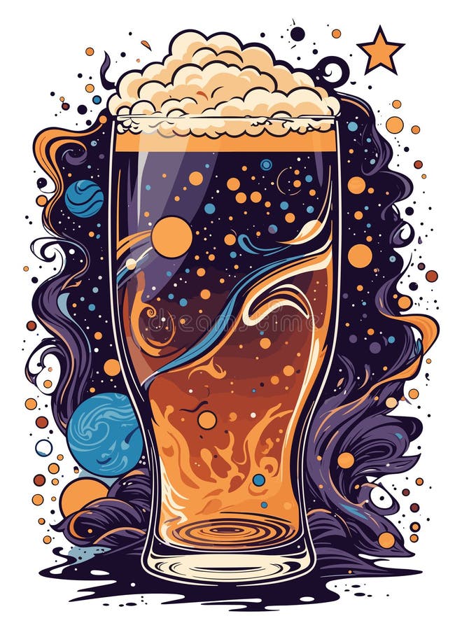 Graphics Cold Beer on Space Galaxy Background Stock Illustration ...