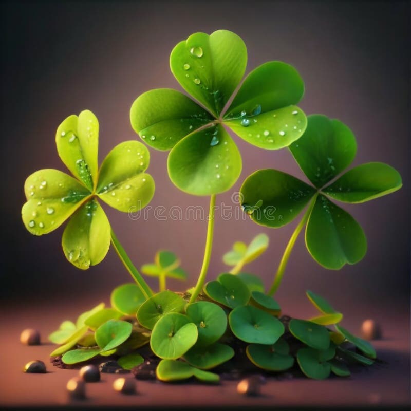 Graphics a Bouquet of Four Leaf Clovers Green Tones Stock Illustration ...