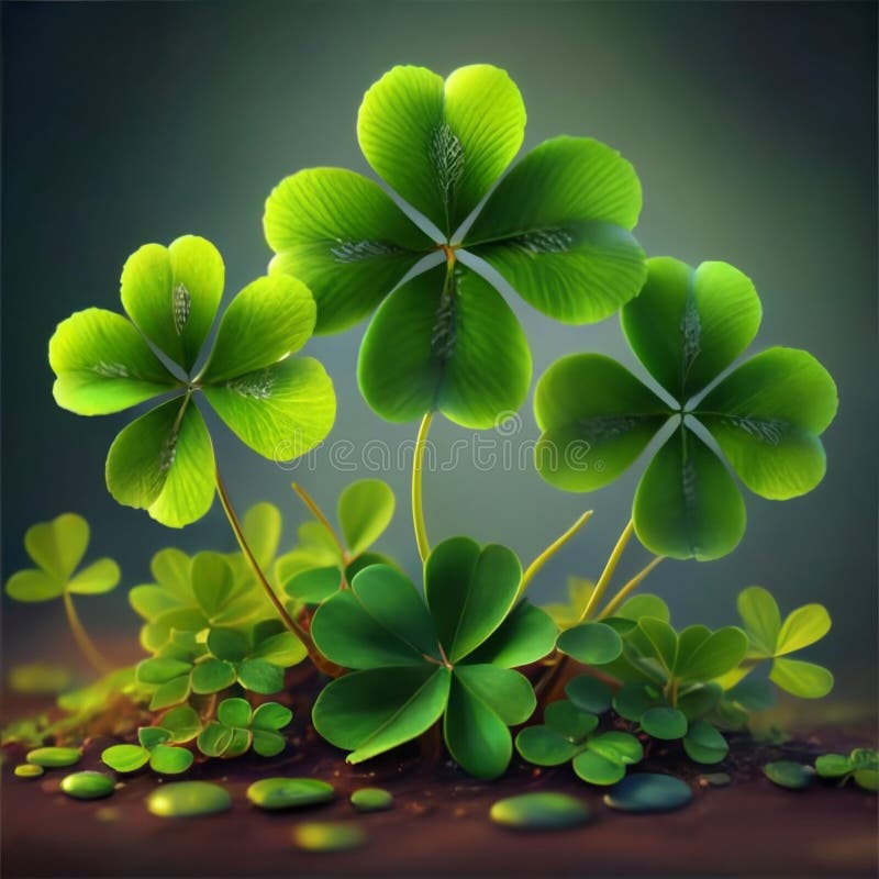 Graphics a Bouquet of Four Leaf Clovers Green Tones Stock Illustration ...
