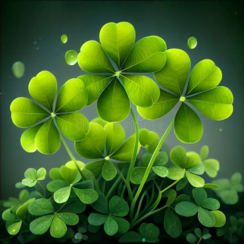 Graphics a Bouquet of Four Leaf Clovers Green Tones Stock Illustration ...