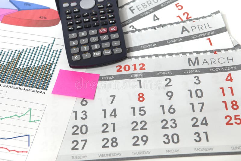 Graphics with Calendar and Calculator Stock Photo - Image of paper ...