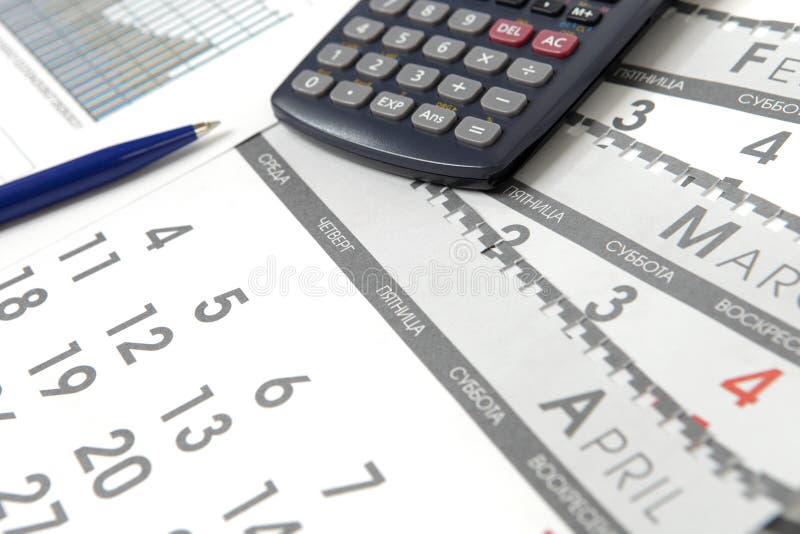 Graphics with Calendar and Calculator Stock Photo - Image of paper ...