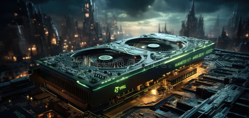 Graphics Card on Abstract Digital Background. Modern Gaming GPU ...