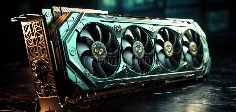 Graphics Card on Abstract Digital Background. Modern Gaming GPU ...