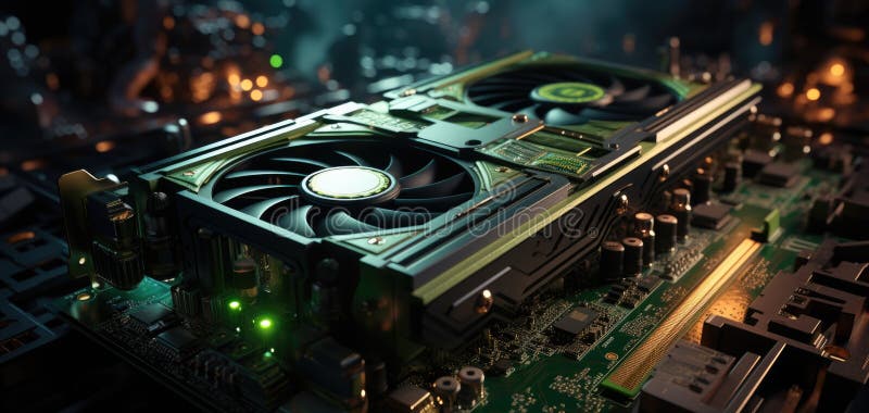 Graphics Card on Abstract Digital Background. Modern Gaming GPU ...