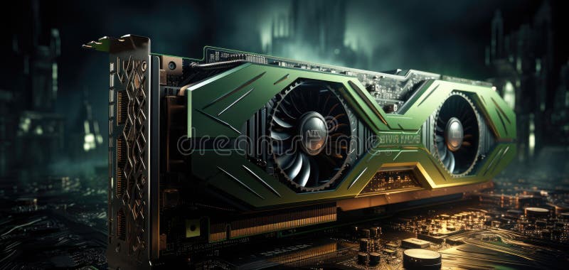 Graphics Card on Abstract Digital Background. Modern Gaming GPU ...