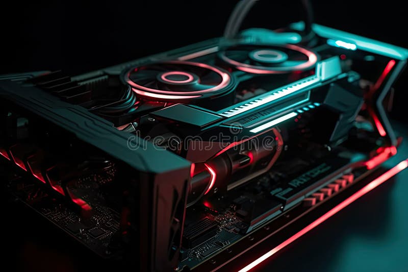 A Graphics Card Futuristic Design Stock Photo - Image of circuit, neon ...
