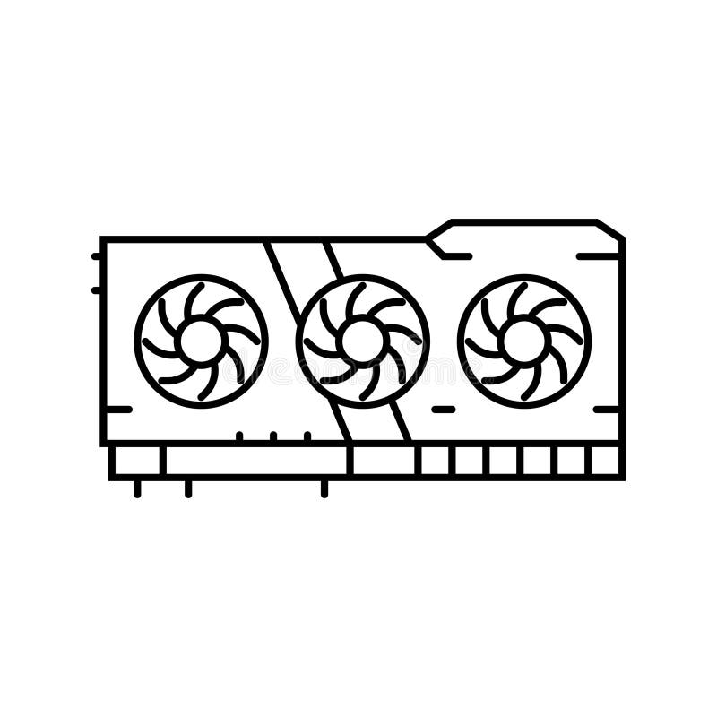 Graphics Card Gaming Pc Line Icon Vector Illustration Stock Vector ...