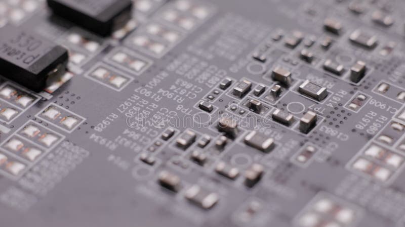 Graphics Card GPU Circuit Board, Capacitors and Fuses, Microchip and ...