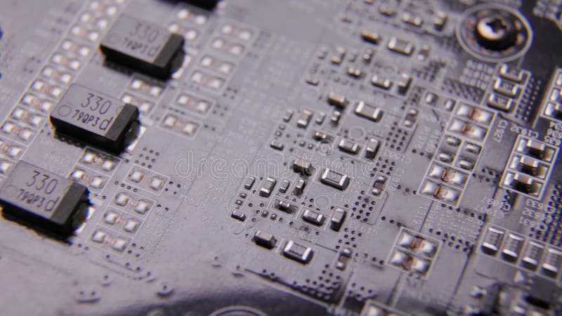 Graphics Card GPU Circuit Board, Capacitors and Fuses, Microchip and ...
