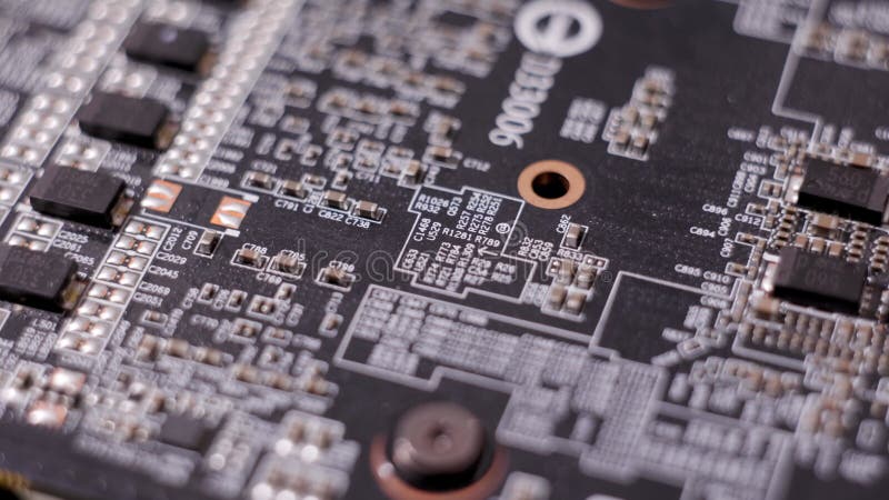 Graphics Card GPU Circuit Board, Capacitors and Fuses, Microchip and ...